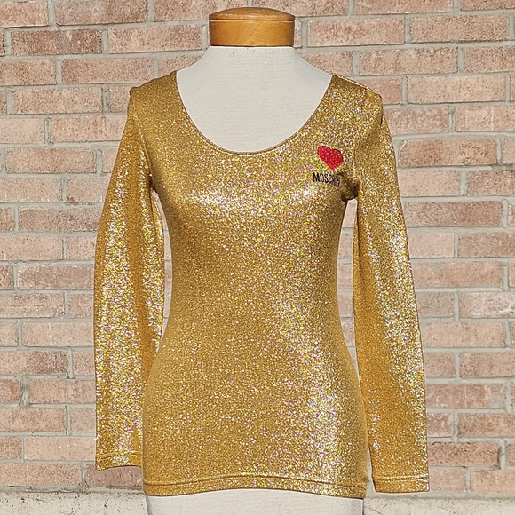 Moschino | Tops | Moschino Metallic Gold Top | Poshmark
